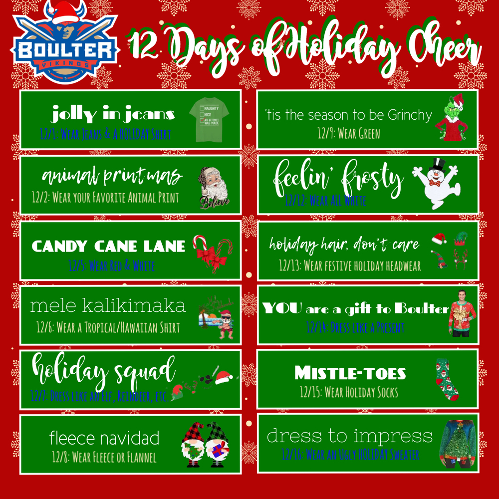 12 Days of Holiday Cheer | Boulter Middle School