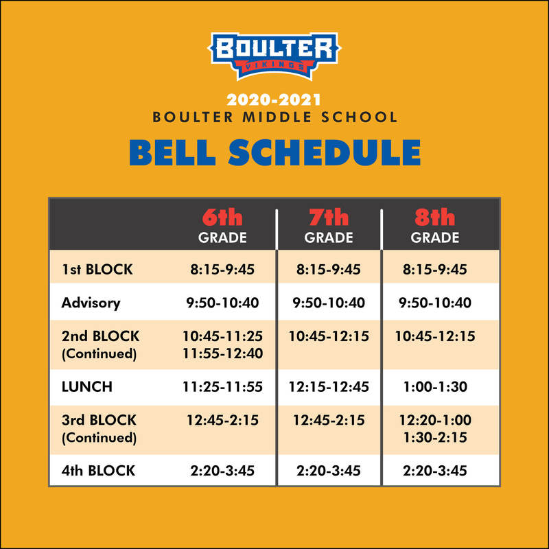 Bell Schedule Boulter Middle School