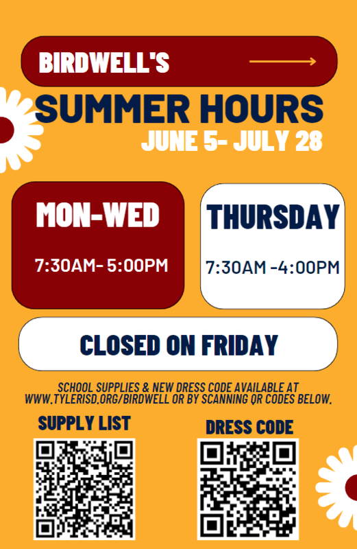 Summer Hours | Birdwell Dual Language Immersion School